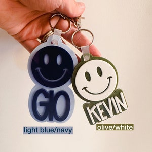Personalized Backpack Tags | Retro Smiley Keychain | Keychains ...