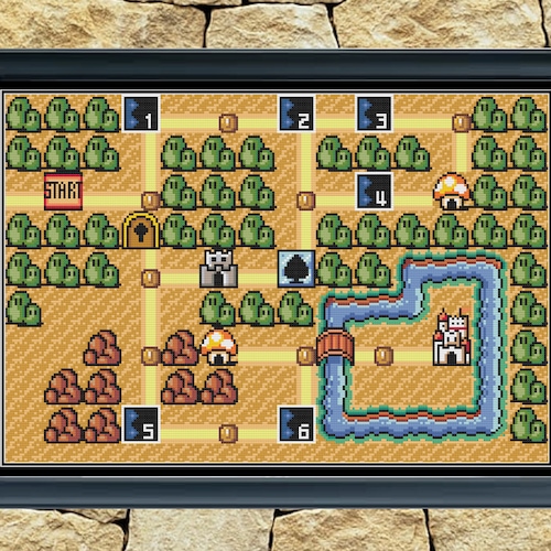 Super Mario Bros 3 World 1 Map Cross Stitch Pattern Etsy
