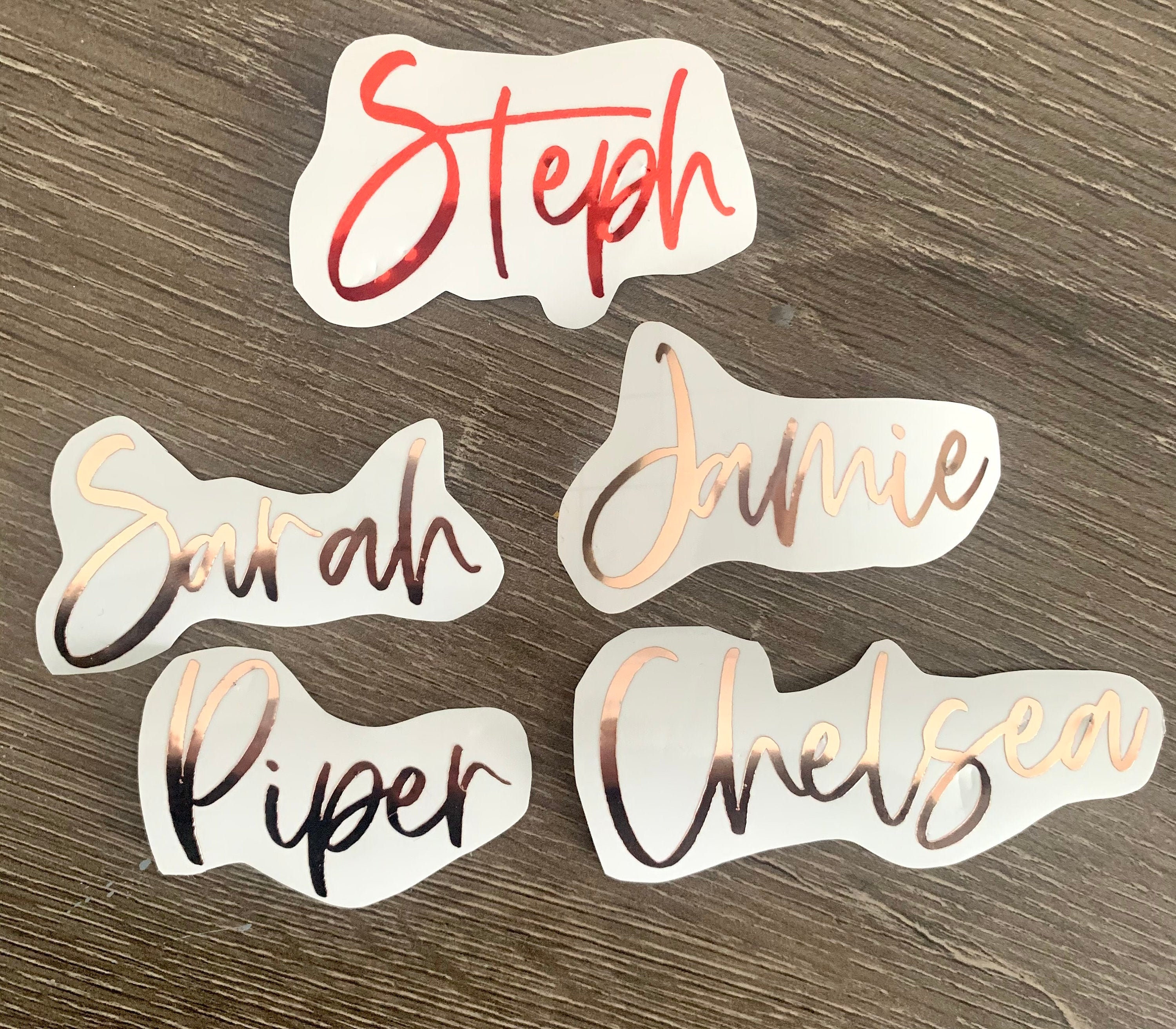 Personalized Vinyl Name Decals Calligraphy Foil Stickers For | Etsy
