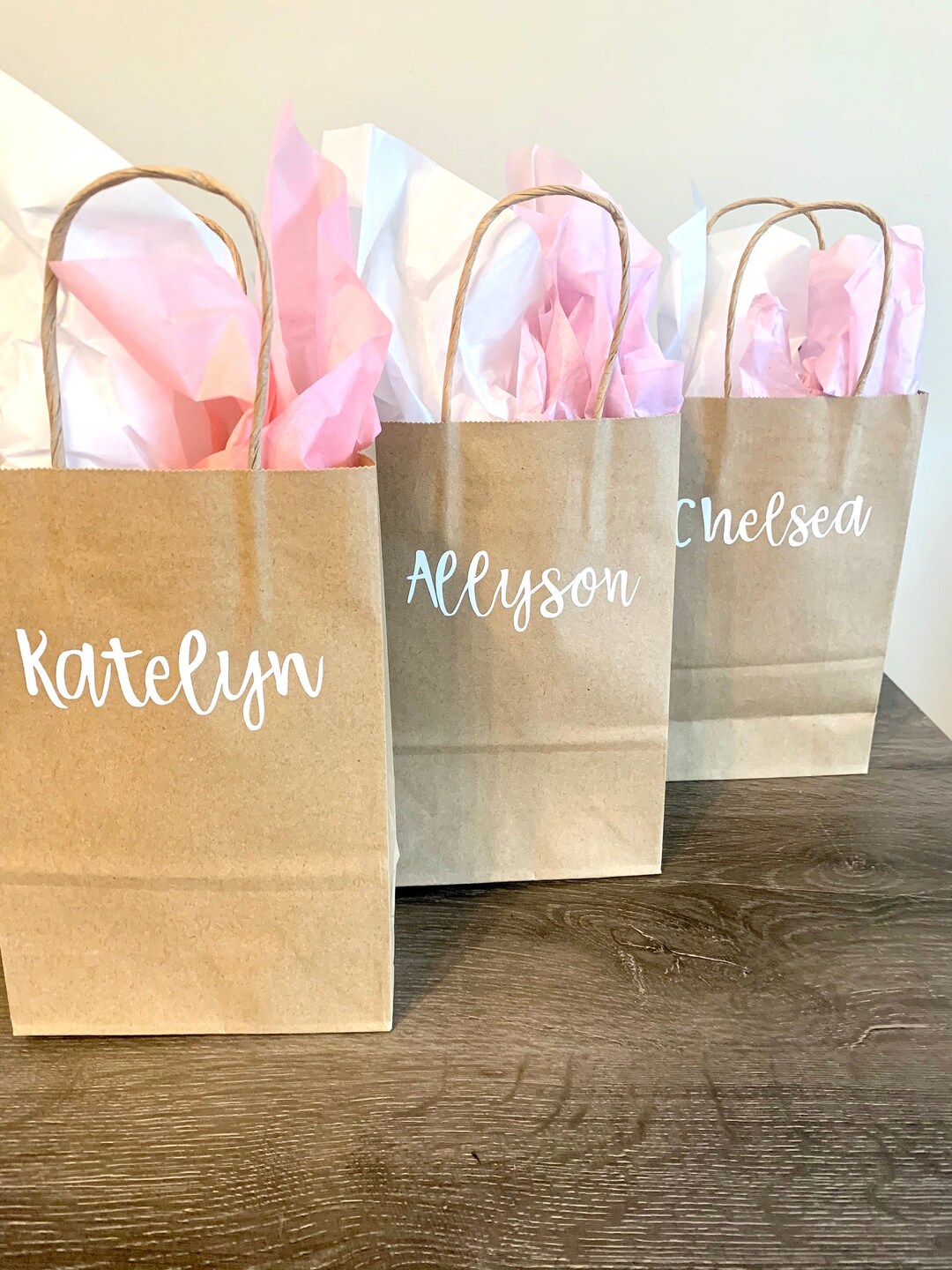 Custom Name Gift Bags, Gift Bags for Wedding, Bridal Party Gift Bags ...