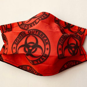 Zombie Apocalypse Outbreak Halloween Cotton Fabric Face Mask With Nose ...