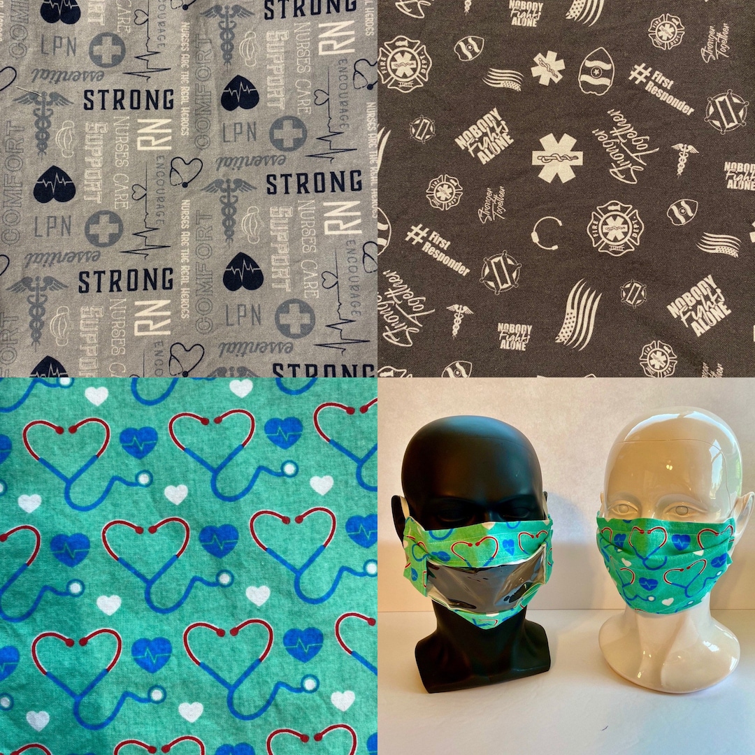 Nurse / Doctor / First Responder Fabric Cotton Face Mask With Wire Over ...