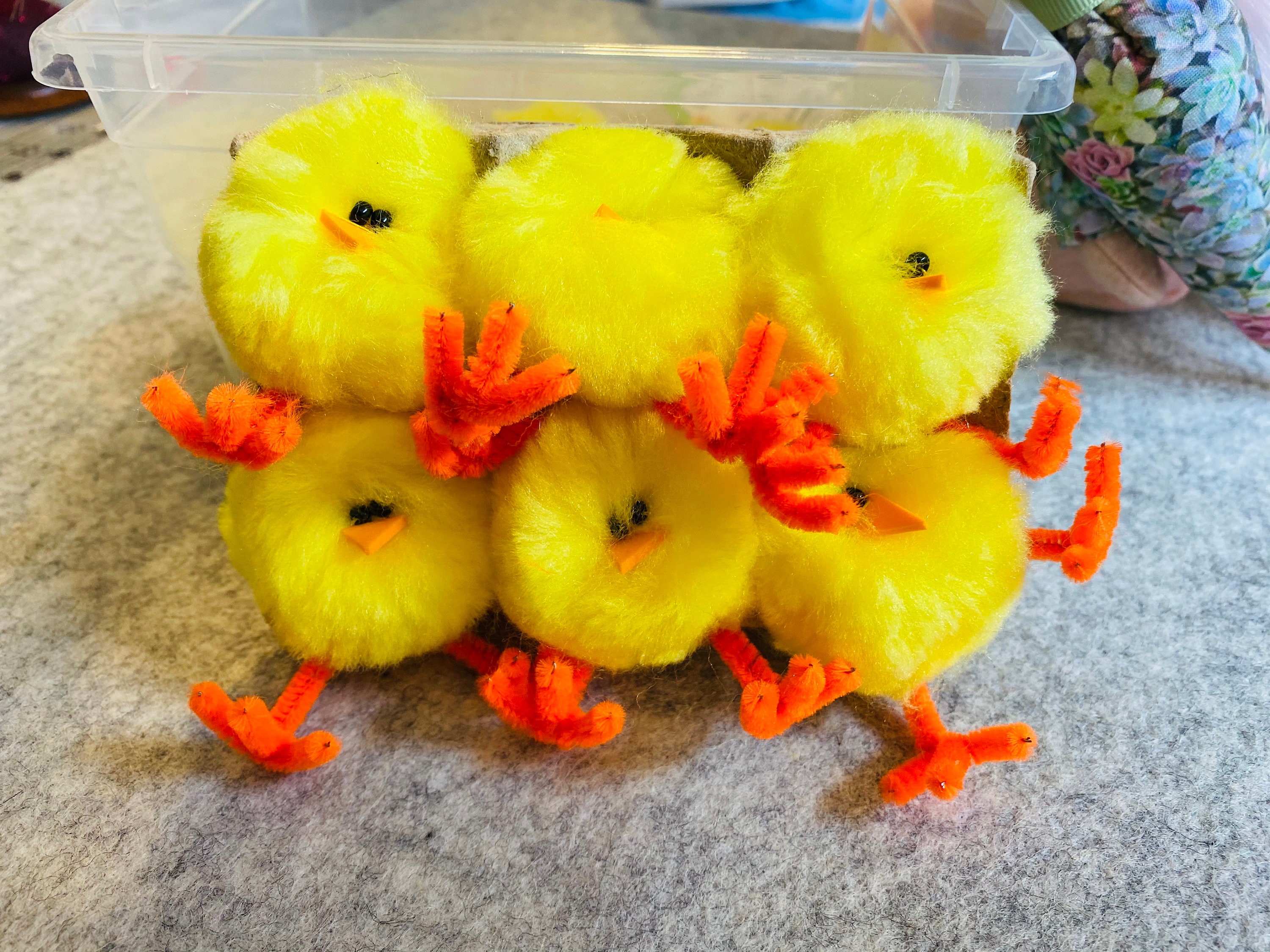 Mini Yellow Pom Pom Chick With Hand Sewn Eyes and Beak Cute - Etsy