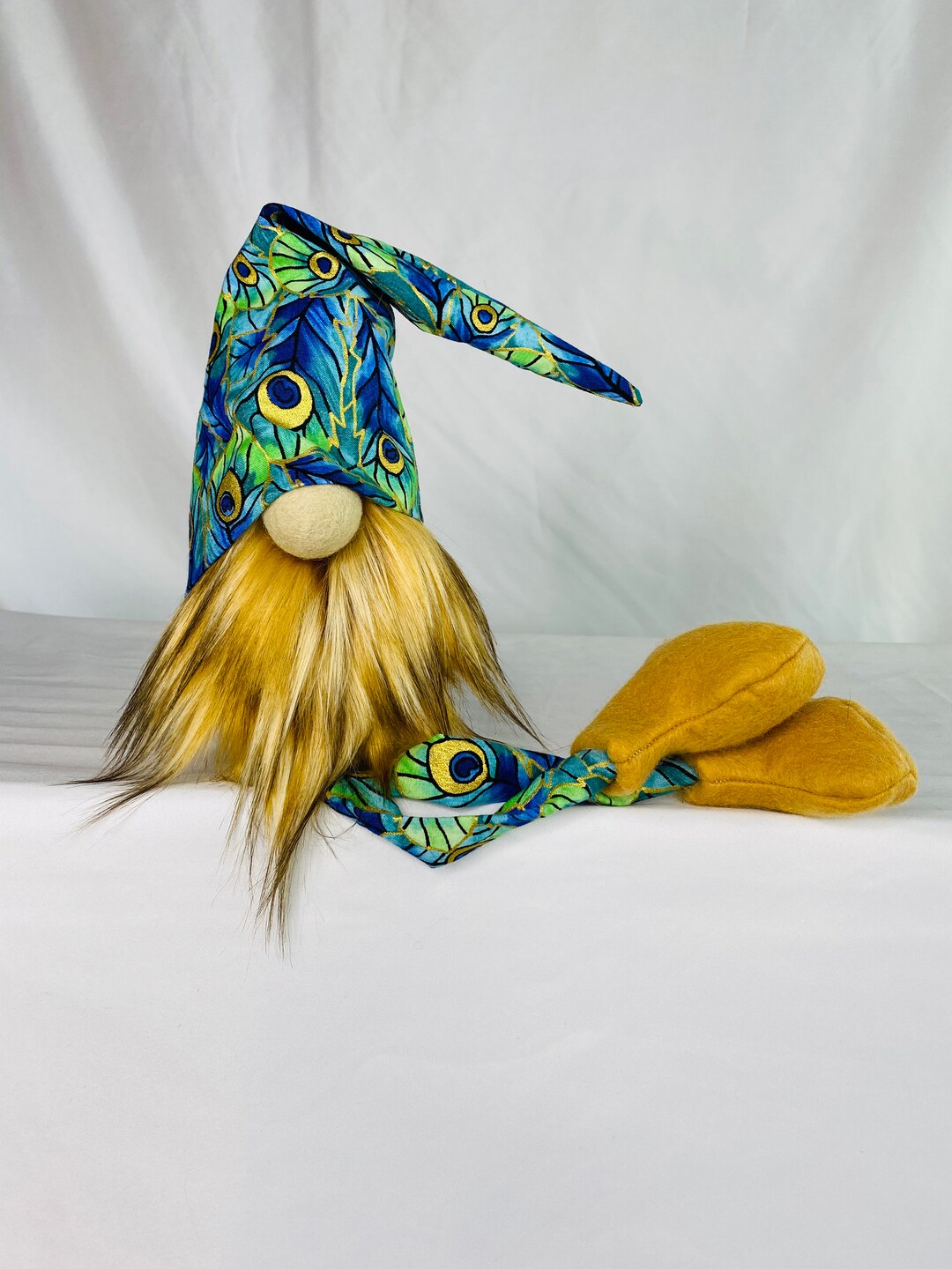 Peacock Gnome, Shelf Sitter Gnome With Dangling Long Legs and Feet ...