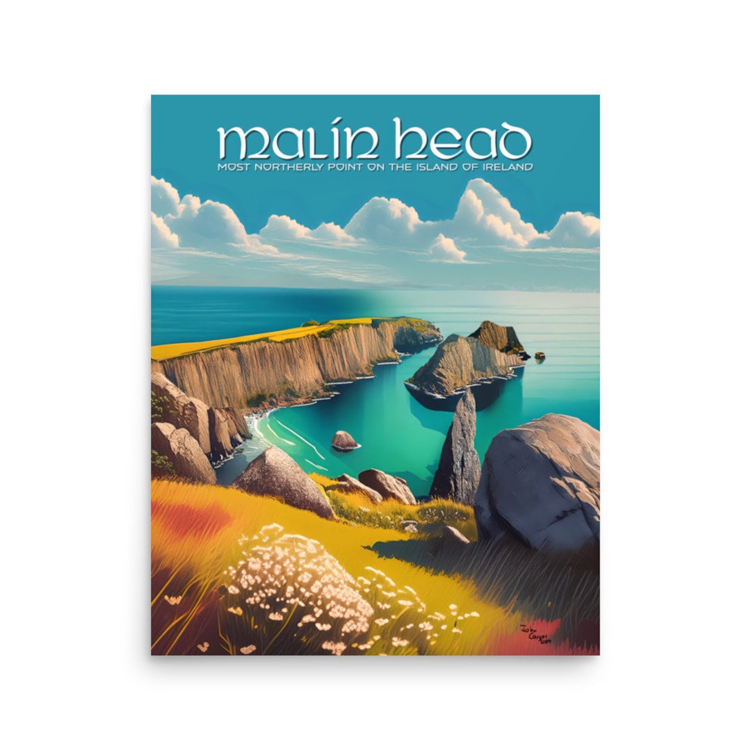 Malin Head Ireland Vintage Travel Poster: Donegal Coast Giclée Print ...