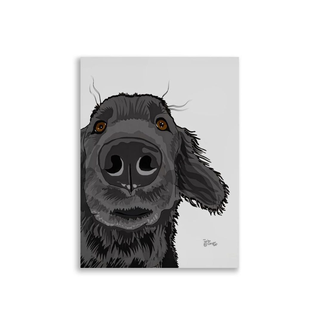 Pop Art Derpy Flat Coat Black Retriever Dog Poster Grey Background ...