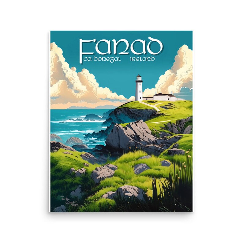 Fanad Lighthouse Ireland Vintage Travel Poster – Donegal Giclée Print ...