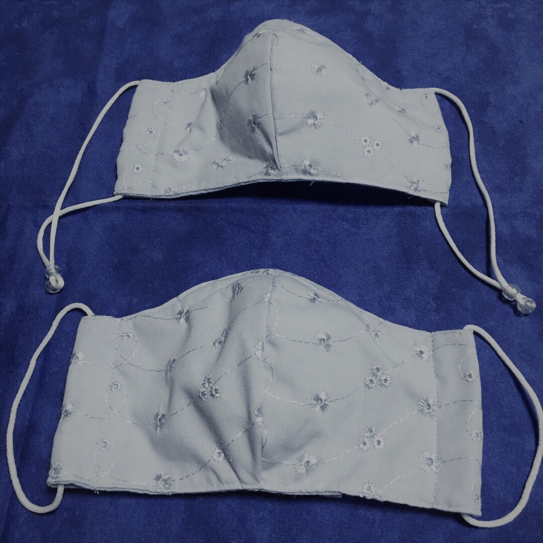 Face Mask, Eyelet, Light Blue, Three Layers, Elastic or Adjustable ...