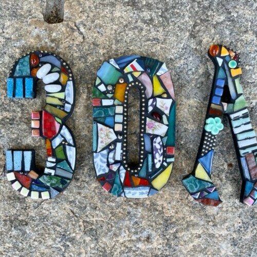 Custom Ceramic Numbers Tile Wall Hanging Blue Mosaic Tiles - Etsy