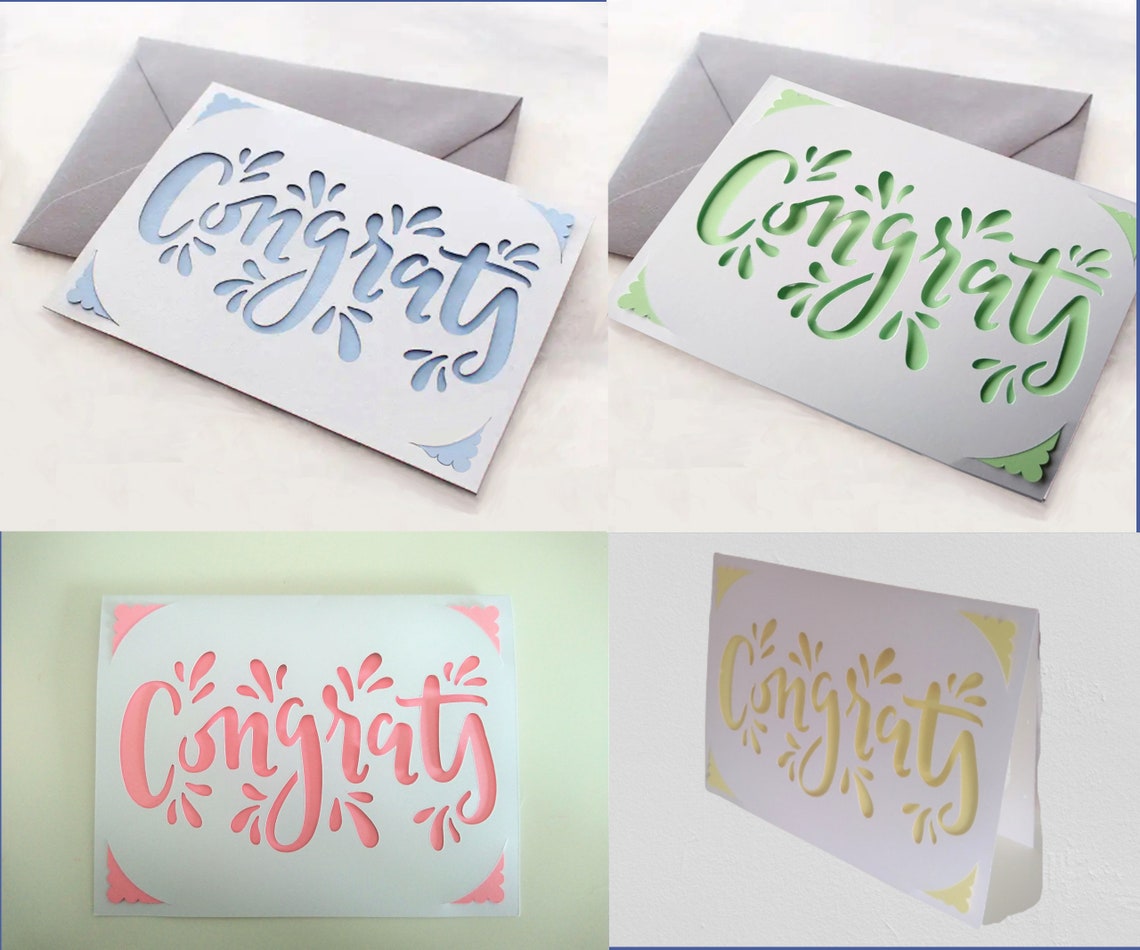 Handmade Congratulations card. Pink Blue Yellow Green Well | Etsy