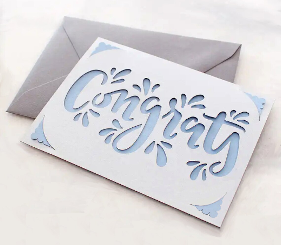 Handmade Congratulations card. Pink Blue Yellow Green Well | Etsy