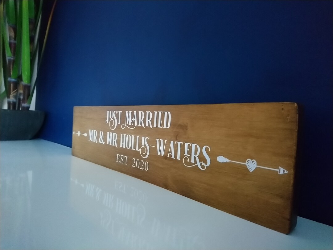 Wedding Decor, Just Married Wooden Sign. Solid Wooden Plaque ...