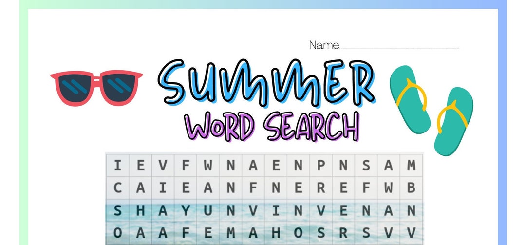 Summer Word Search - Etsy