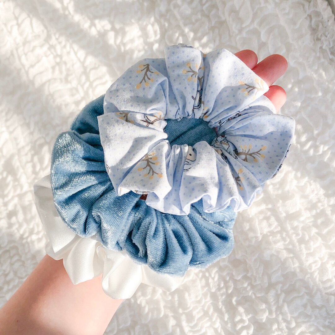 Little Blue Birdie Scrunchie Set Blue Scrunchy White & - Etsy
