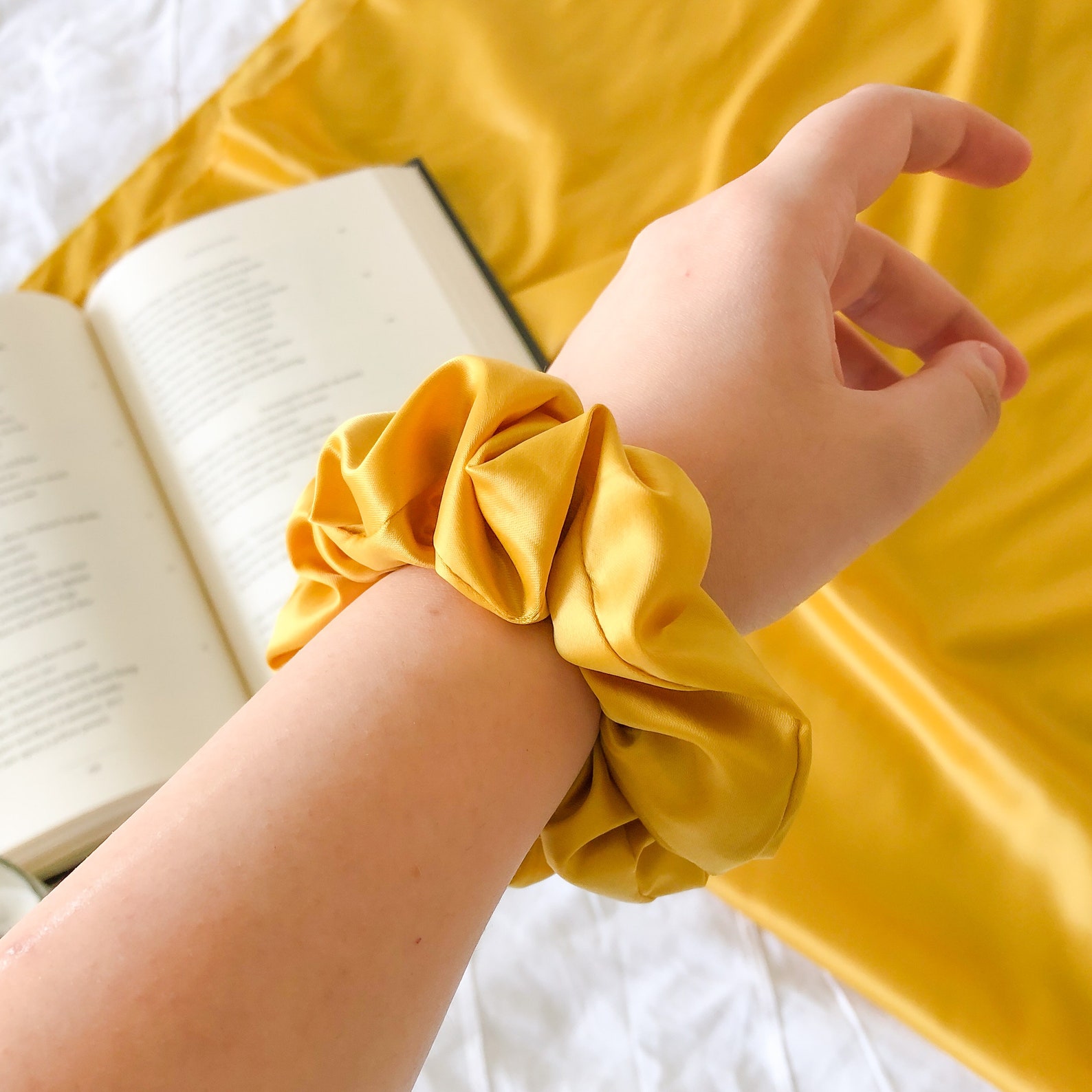 Silk Scrunchie in Mustard Fall Scrunchie Yellow Satin - Etsy UK