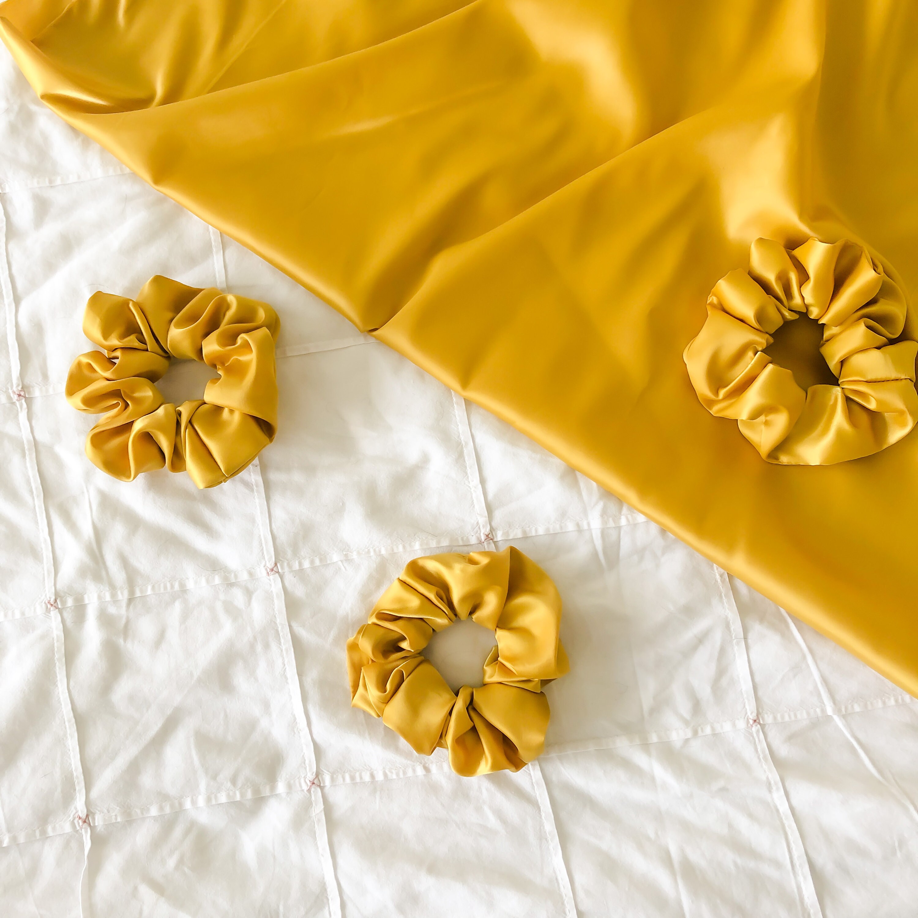 Silk Scrunchie in Mustard Fall Scrunchie Yellow Satin - Etsy UK
