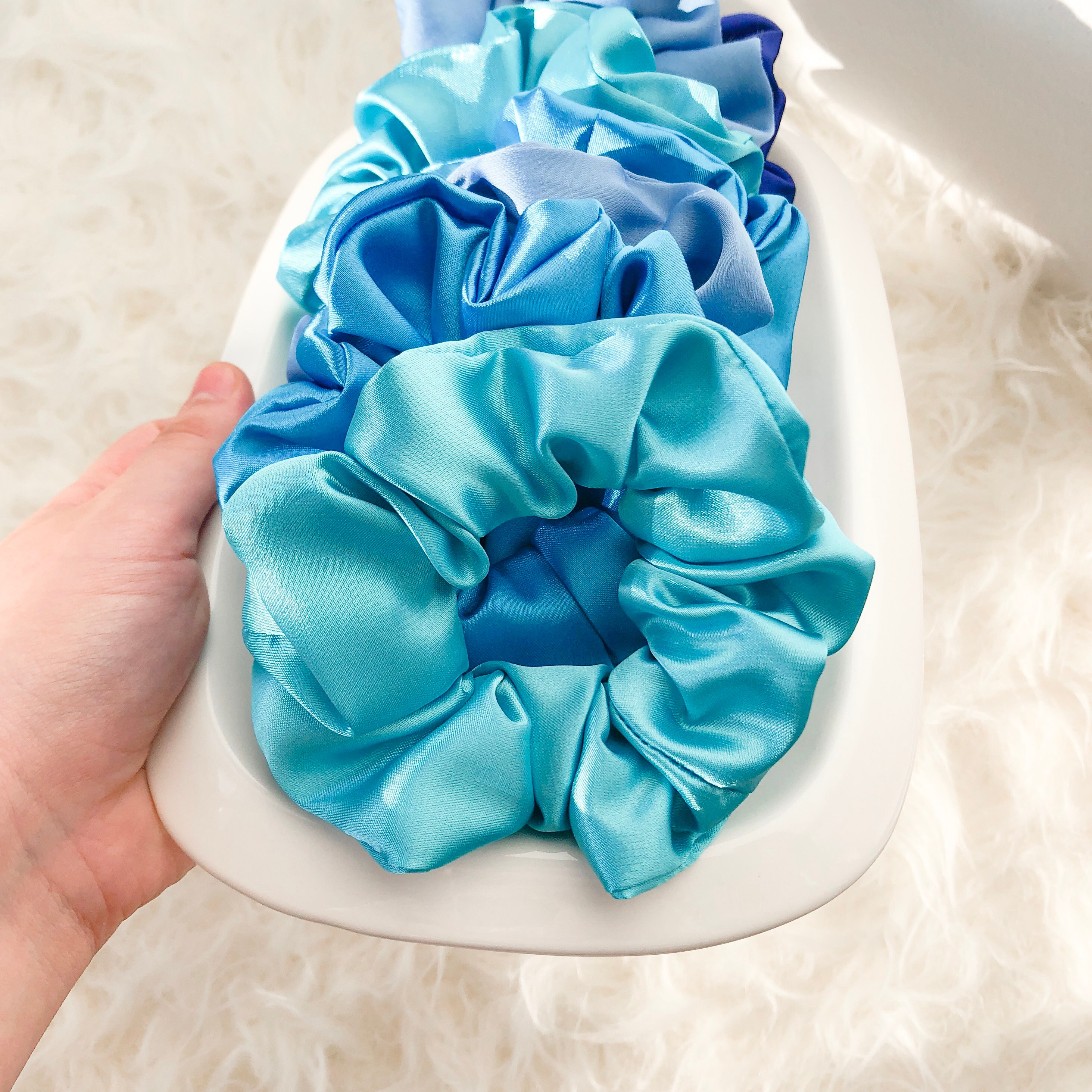 Blue Silk Scrunchie Set | Silk Satin Scrunchy Pack | Luxury 90s ...
