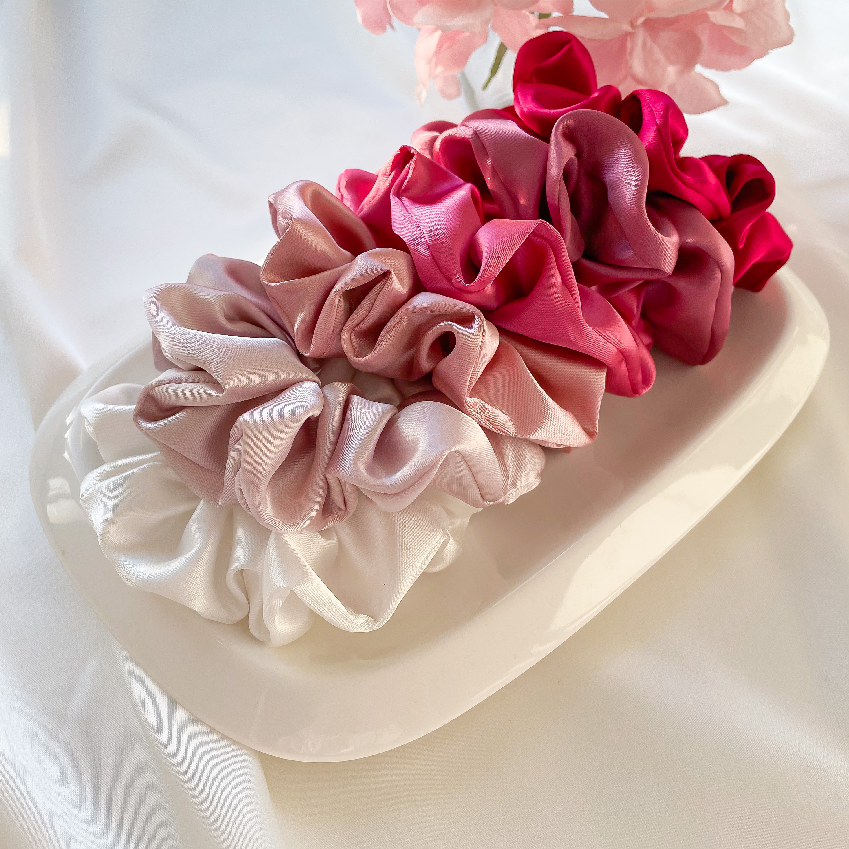 Pink Shades Silk Scrunchie Set Rose Silk Scrunchy Pack - Etsy Canada