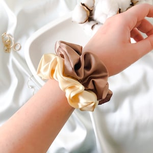 Neutral Tones Silk Satin Scrunchie Set | Brown Silk Scrunchy Pack ...