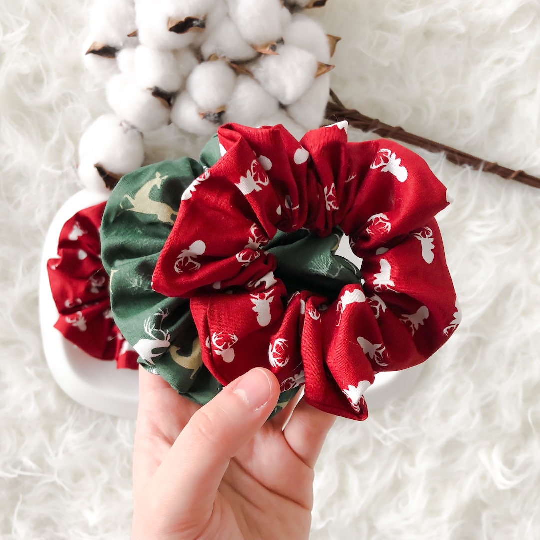 Christmas Scrunchie Set Reindeer Cotton Poplin Scrunchy Pack - Etsy