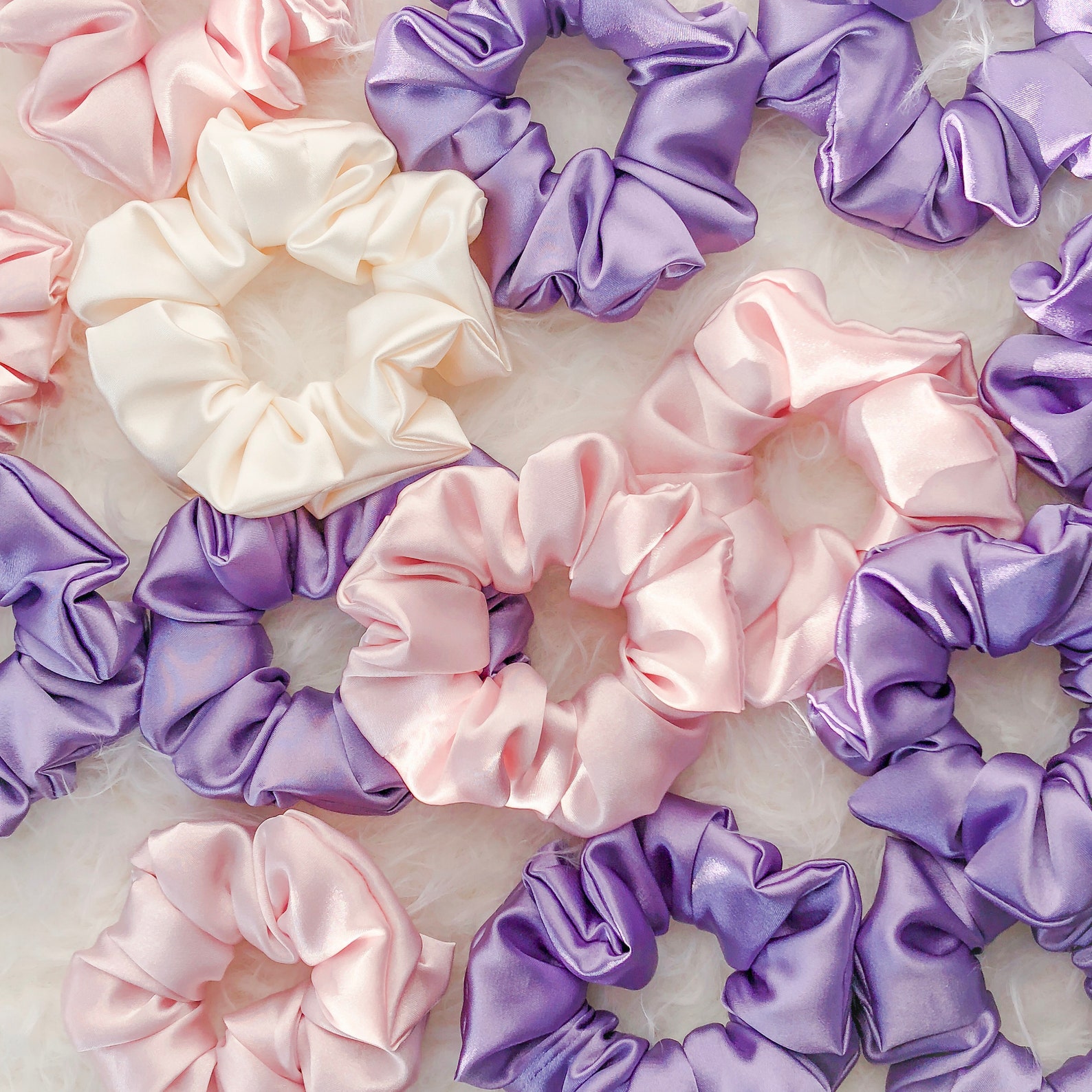 Ballerina Silk Scrunchie Set Pink Purple and White Silk - Etsy