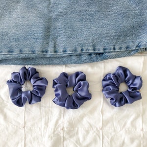 Silk Scrunchie in Prussian Blue | Blue Satin Scrunchy | Silk Hair Tie ...