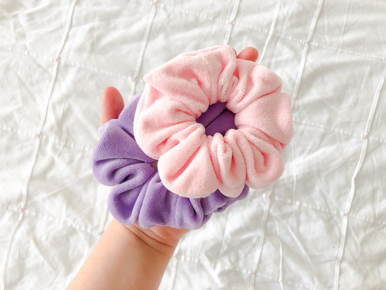 Towel Scrunchie in Pink and Purple Soft Bath Scrunchy - Etsy