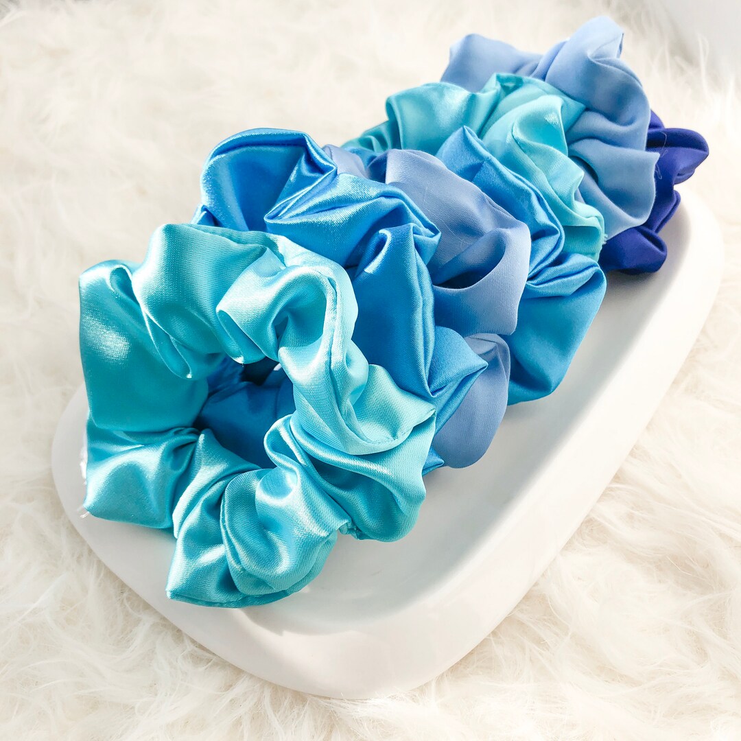 Blue Silk Scrunchie Set | Silk Satin Scrunchy Pack | Luxury 90s ...