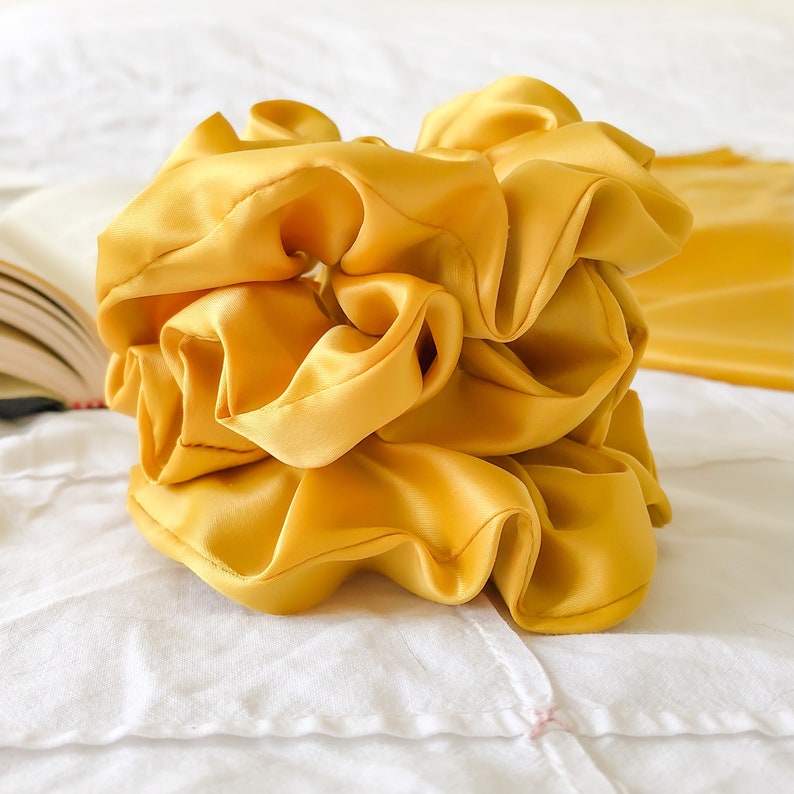 Silk Scrunchie in Mustard Fall Scrunchie Yellow Satin - Etsy UK