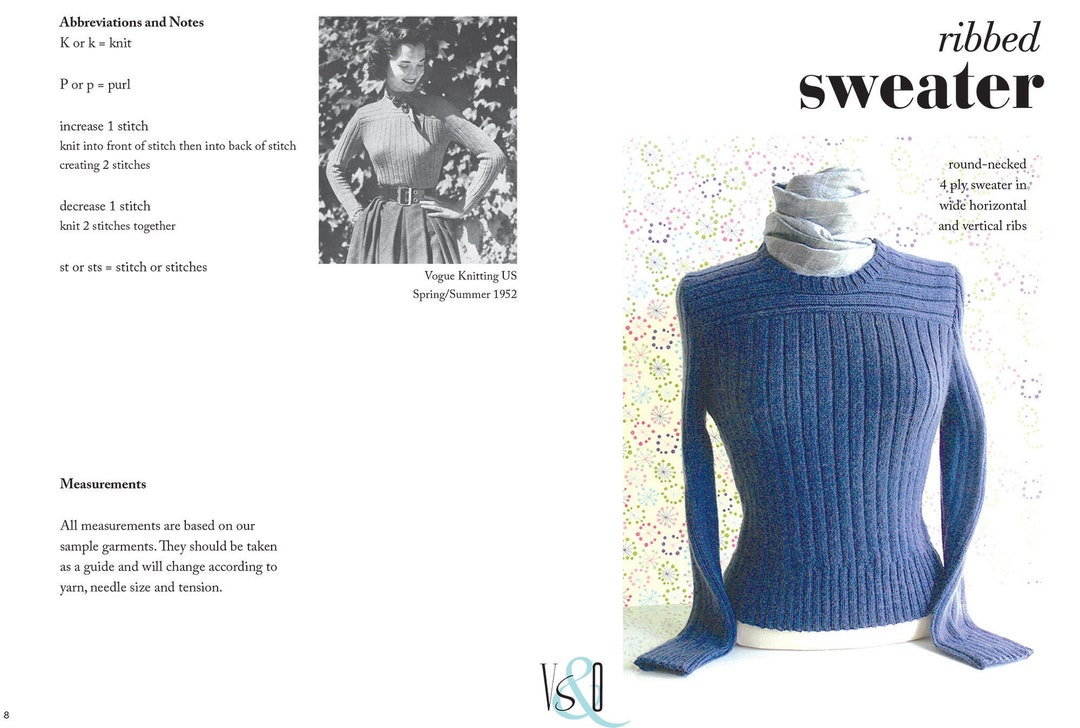 Vintage Ribbed Sweater Knitting Pattern - Etsy