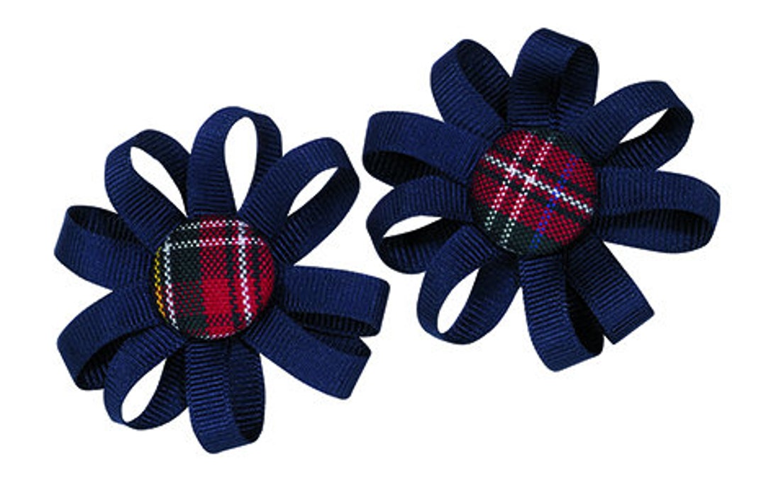 Pigtail Button Bows, School Uniform, Plaid Bows, Back to School, Hair ...
