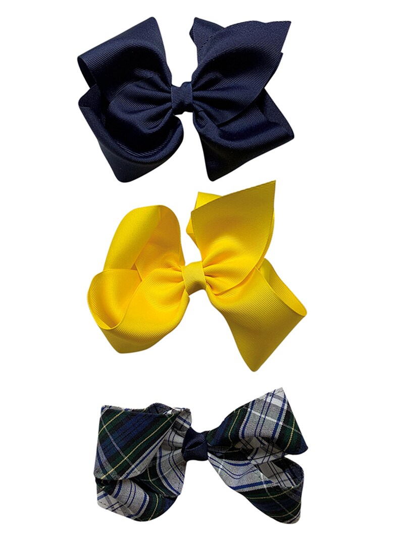 3 Bows in One. Jumbo Plaid Ribbon Hair Bow, School Uniform Accessory - Etsy