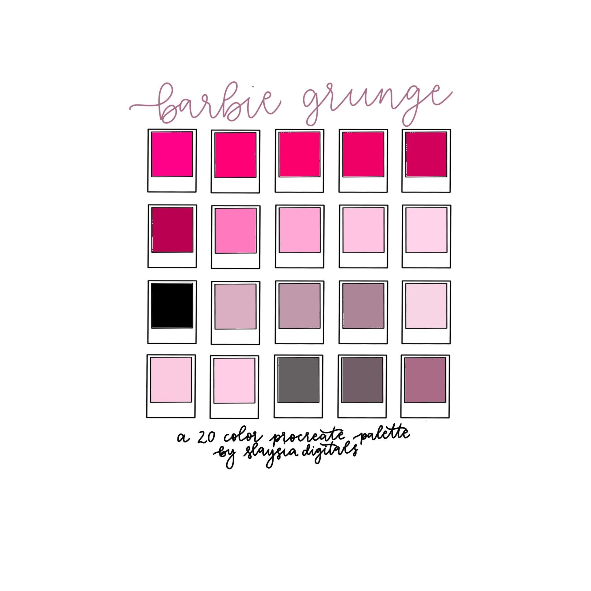 Barbie Grunge Procreate 20 Color Palette Swatches - Etsy