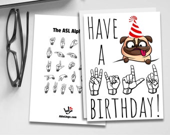 Printable ASL Birthday Card With ASL Alphabet FREE Envelope Template ...