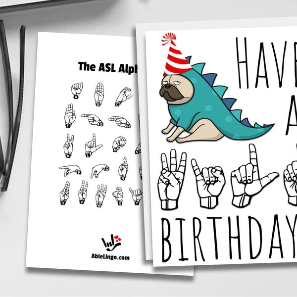 Printable ASL Birthday Card With ASL Alphabet FREE Envelope Template ...