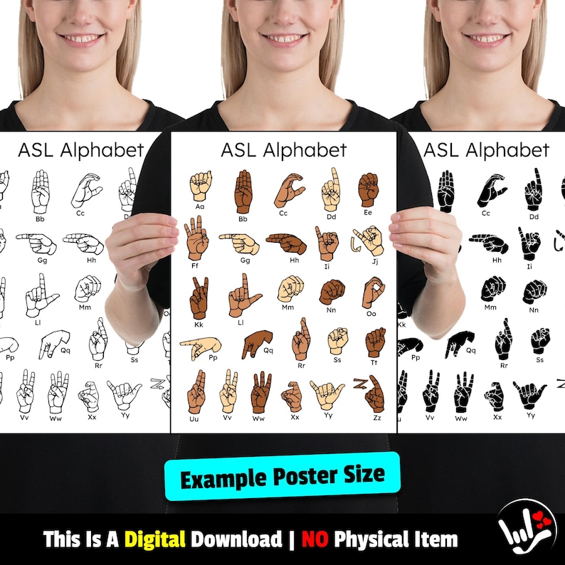 Gráficos del alfabeto del lenguaje de señas ASL ABC de ASL Lenguaje de ...