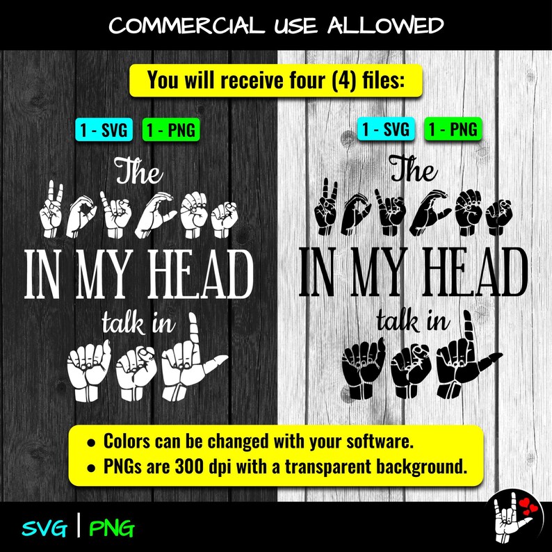 ASL SVG Voices My Head Talk in ASL Sign Language Svg Cut - Etsy