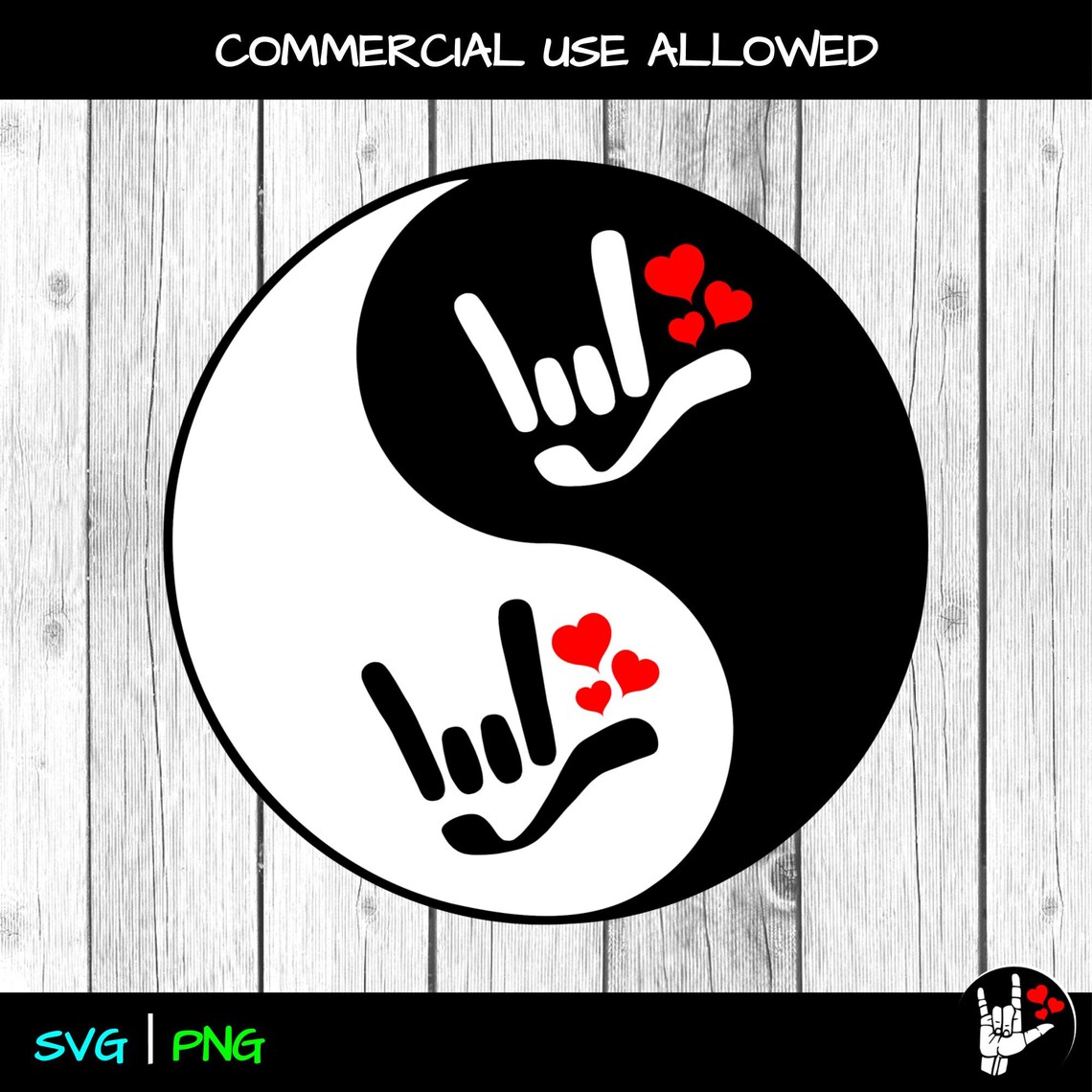 ASL SVG ILY I Love You Yin Yang Sign Language Svg Cut - Etsy