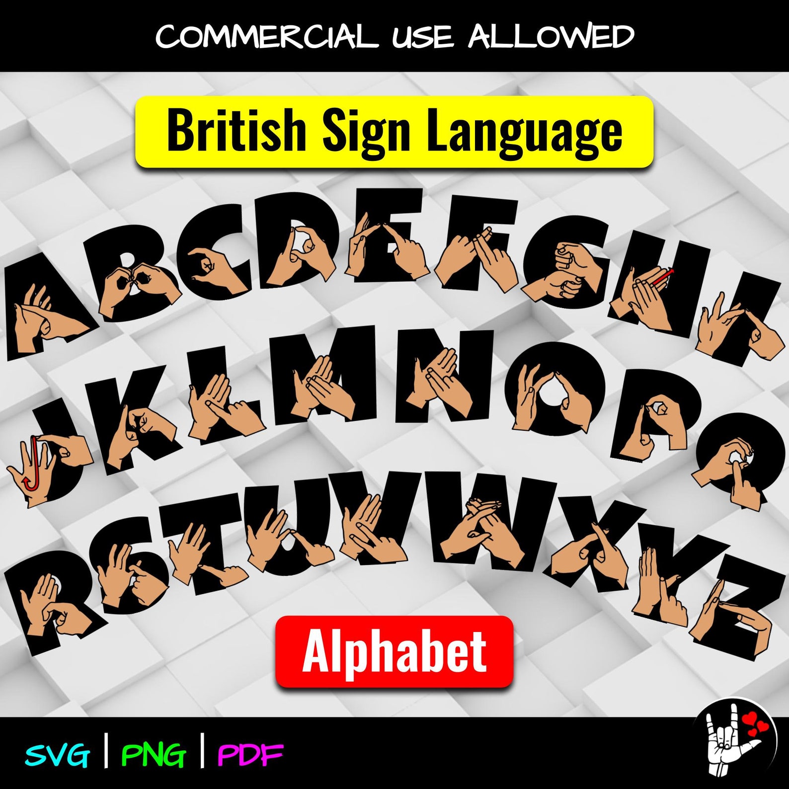 BSL Alphabet Sign Language Alphabet SVG British Sign | Etsy