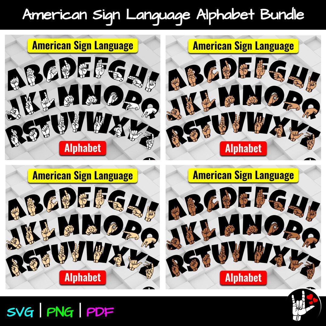 ASL SVG Bundle Sign Language Alphabet ASL Alphabet American Sign ...