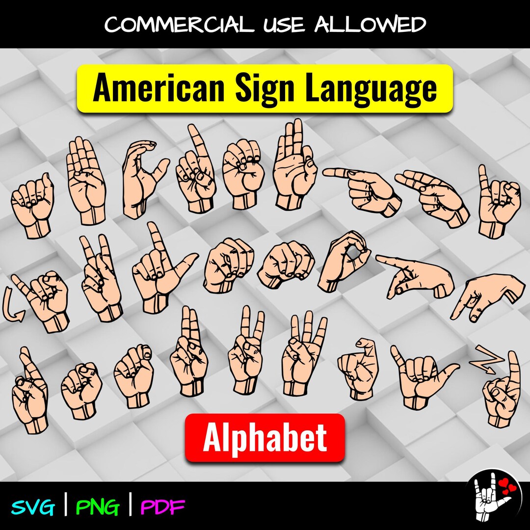 ASL SVG Sign Language Alphabet SVG • American Sign Language Svg • Asl ...