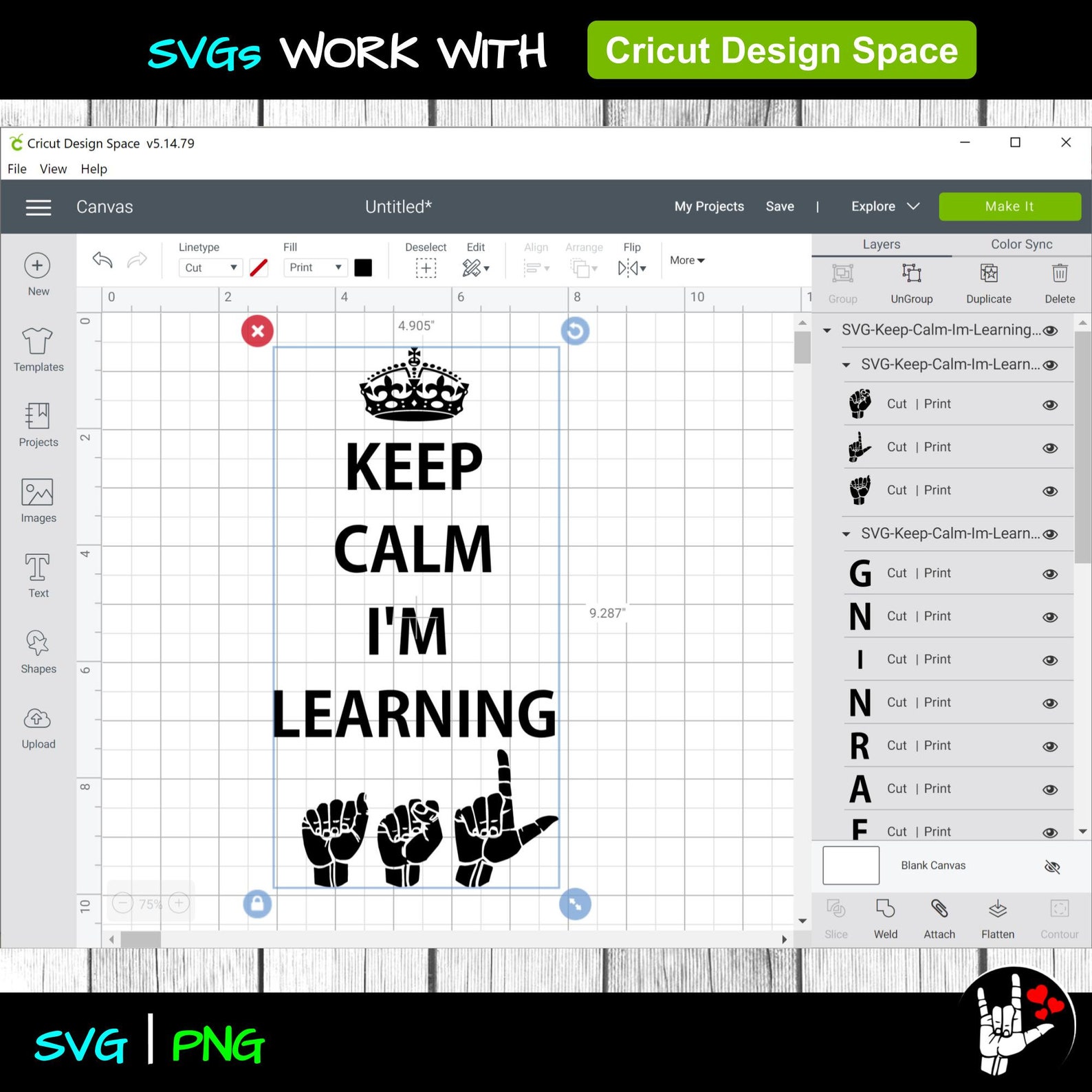ASL SVG Keep Calm Im Learning ASL Sign Language Svg Cut - Etsy