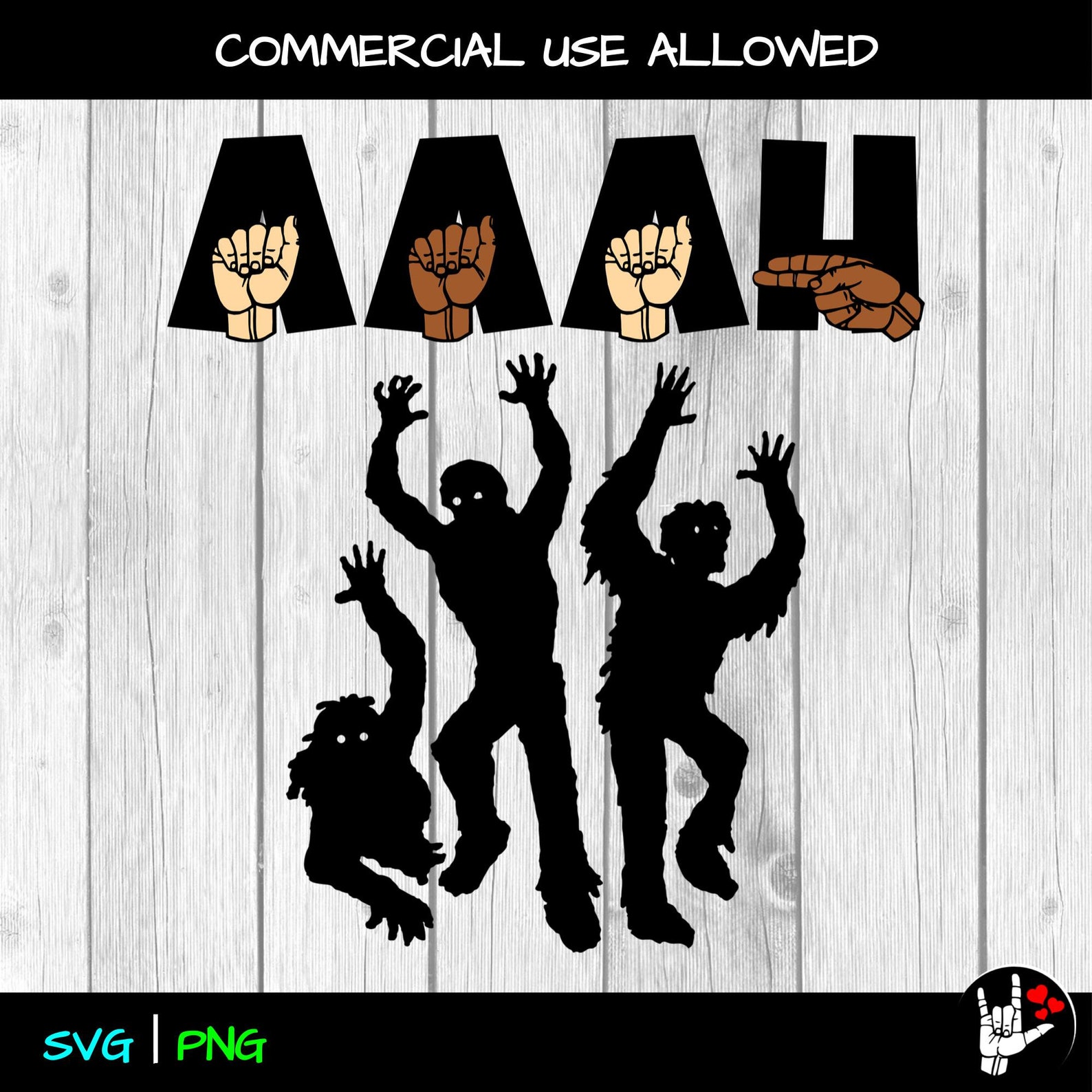 ASL SVG Aaah Zombies Sign Language SVG Cut Files - Etsy Singapore
