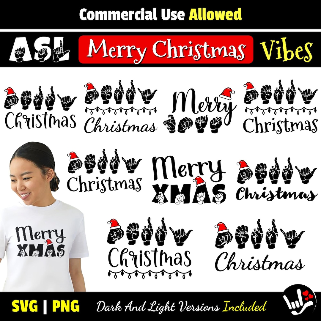 ASL Merry Christmas Santa Hat SVG Vibes Svg Png Cut Files ...