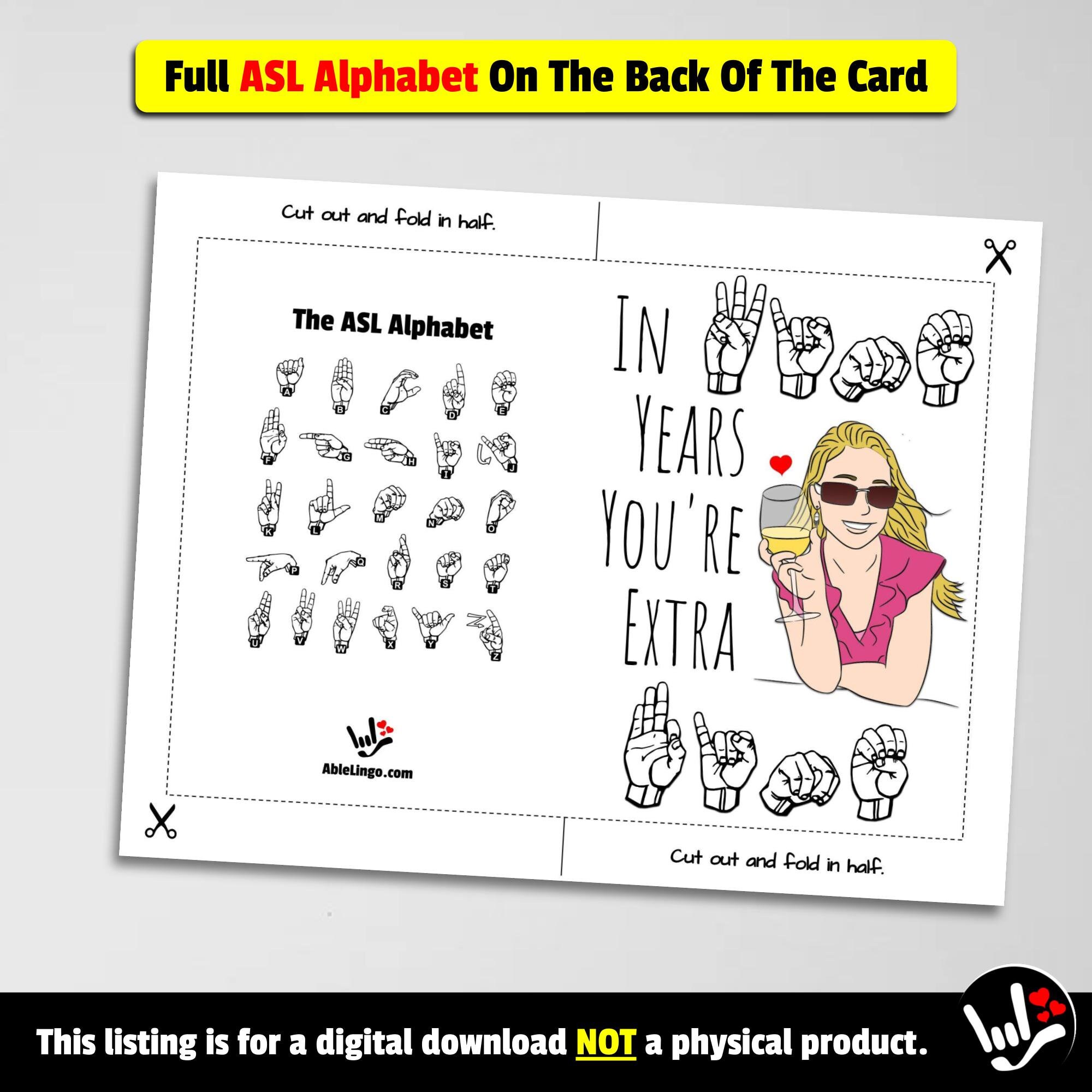 Printable ASL Birthday Card With ASL Alphabet FREE Envelope - Etsy