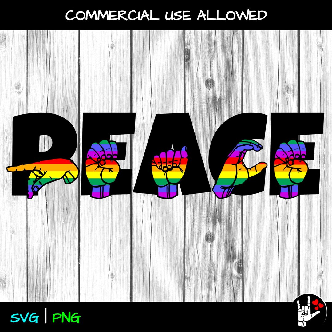 ASL SVG PEACE Fingerspell Rainbow Sign Language Svg Cut Files Printable ...