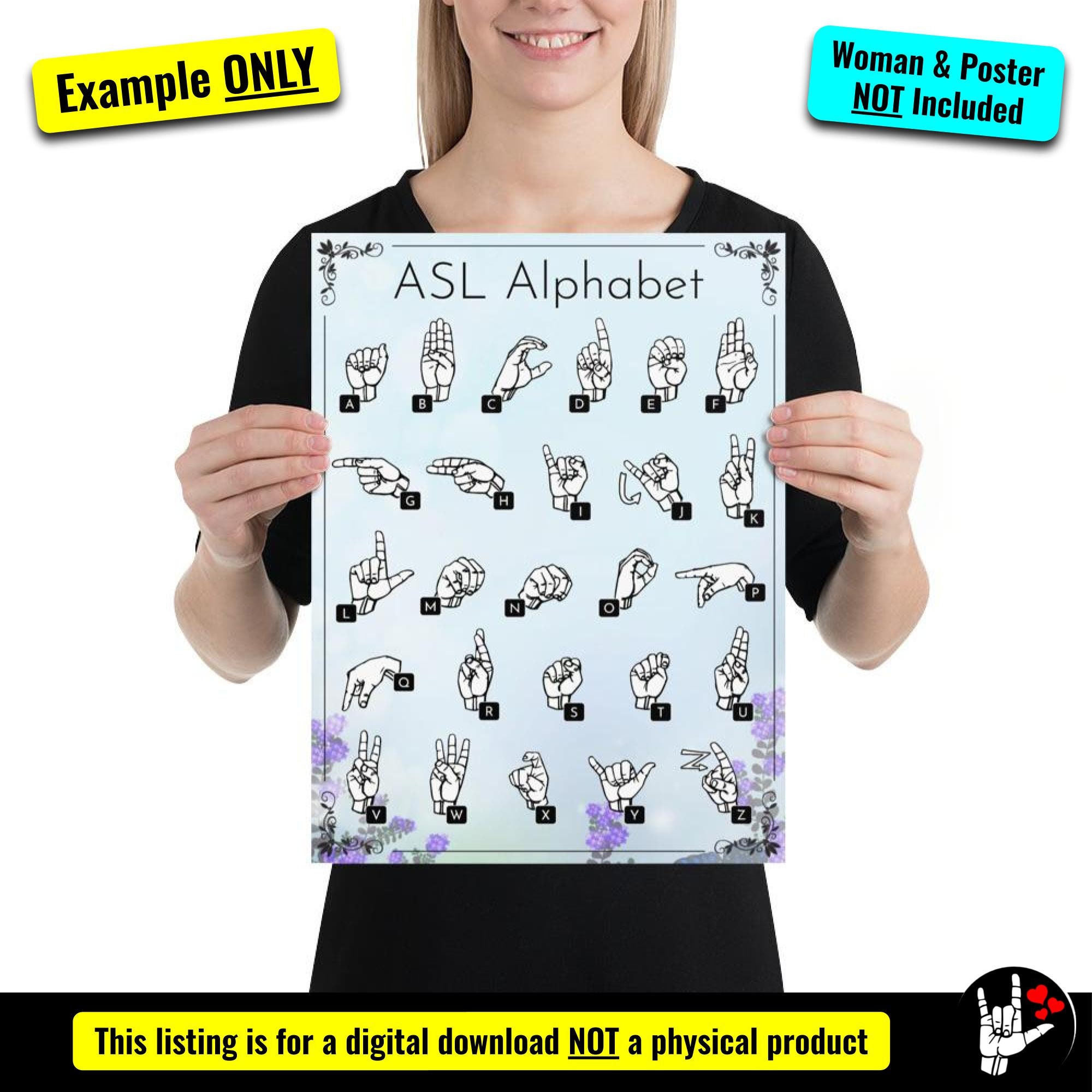 ASL Sign Language Alphabet Chart ASL ABCs Sign Language Abcs | Etsy