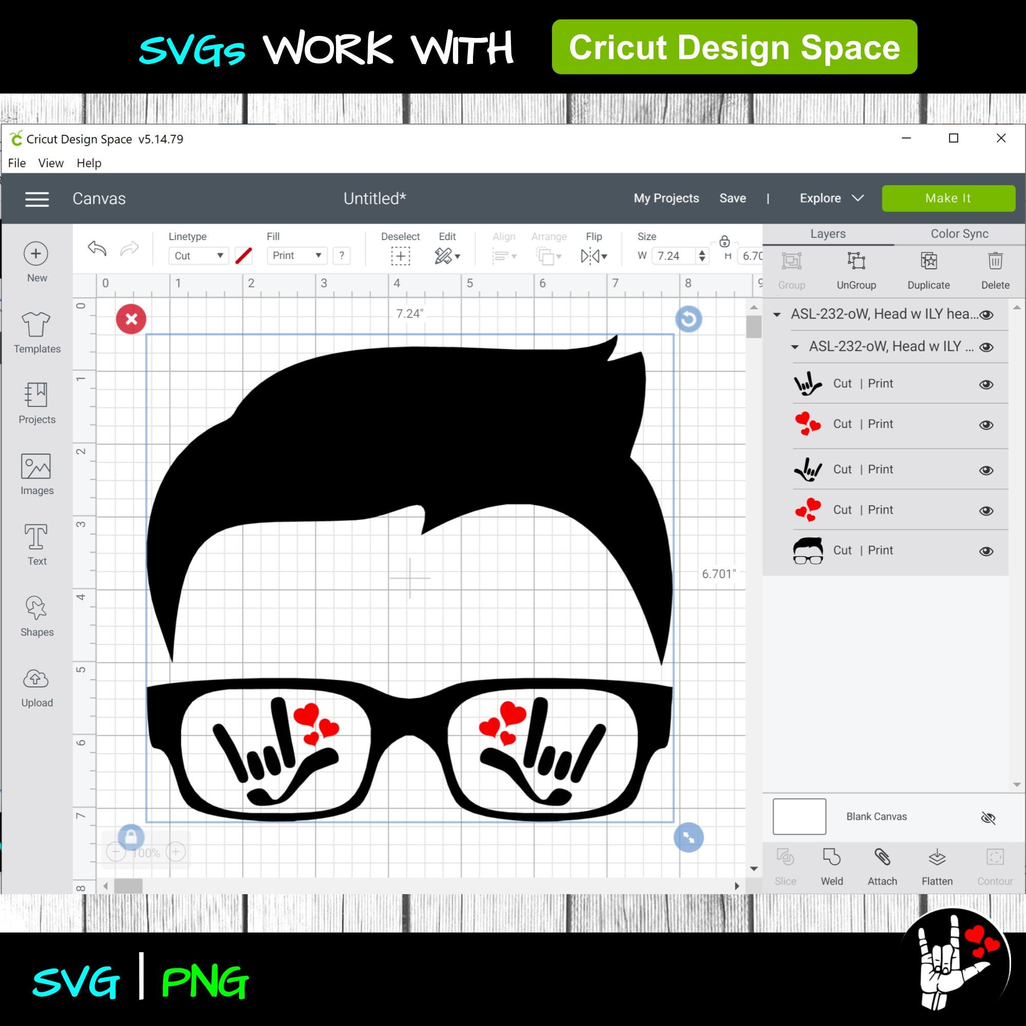 ASL SVG ILY I Love You Head Glasses Sign Language Svg Cut - Etsy