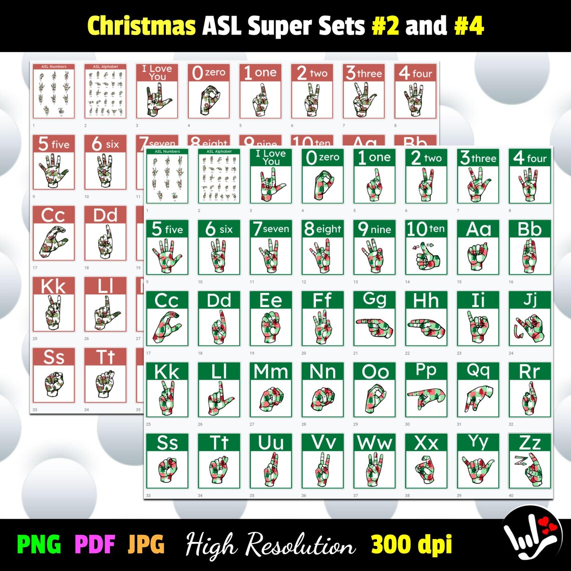 ASL Alphabet Numbers Ilys Christmas Super Sets | Clipart Charts Posters ...