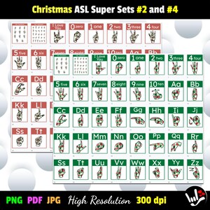 ASL Alphabet Numbers Ilys Christmas Super Sets Clipart Charts Posters ...